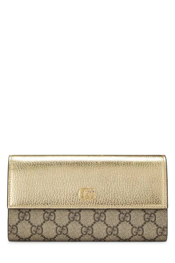 Gucci Original Gg Supreme Canvas Marmont Continental Wallet - Gold
