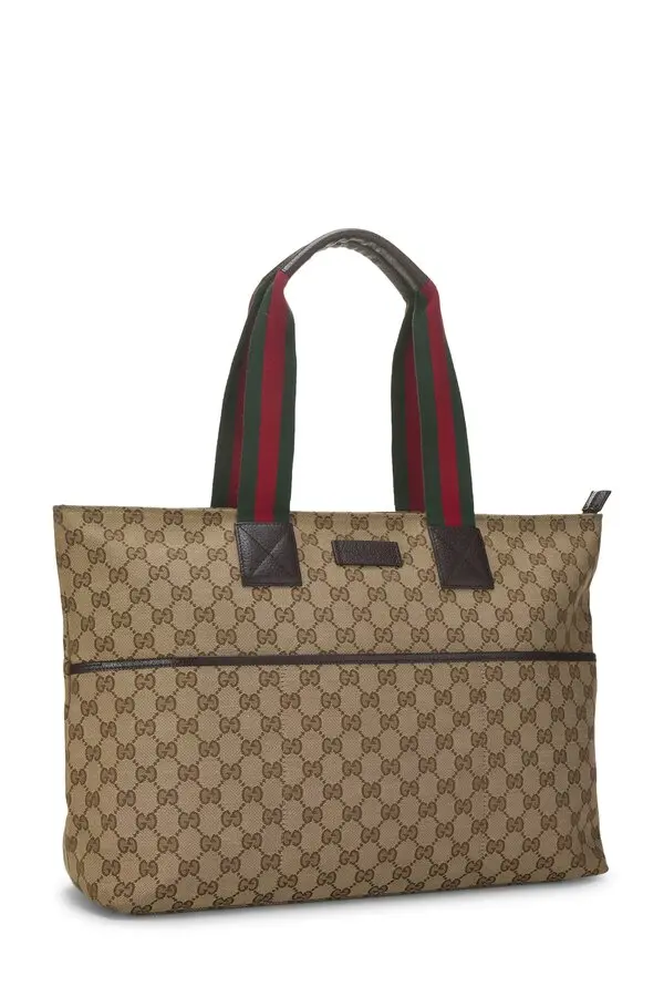 Gucci Original Gg Canvas Web Zip Tote