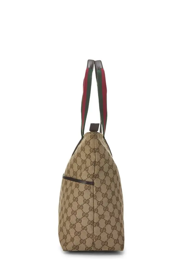 Gucci Original Gg Canvas Web Zip Tote