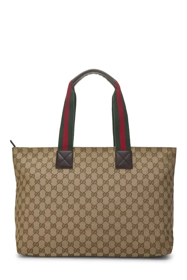 Gucci Original Gg Canvas Web Zip Tote