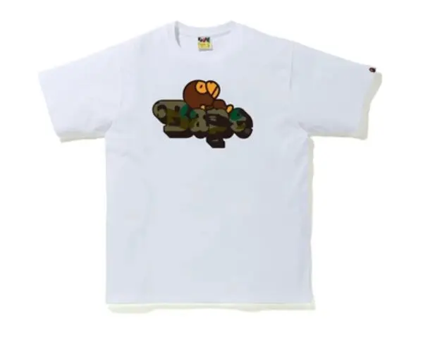 A BATHING APE 1st Camo Milo On Tee Shirt - White/green