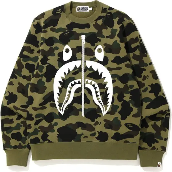 A BATHING APE 1st Camo Shark Crewneck Sweatshirt - Green