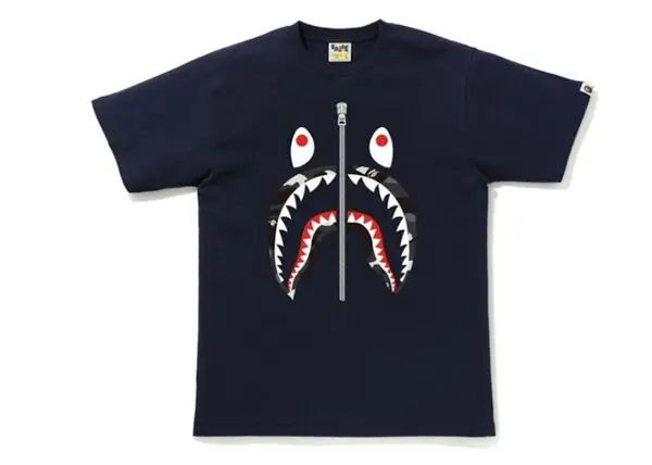 A BATHING APE City Camo Shark Tee Shirt - Navy Blue