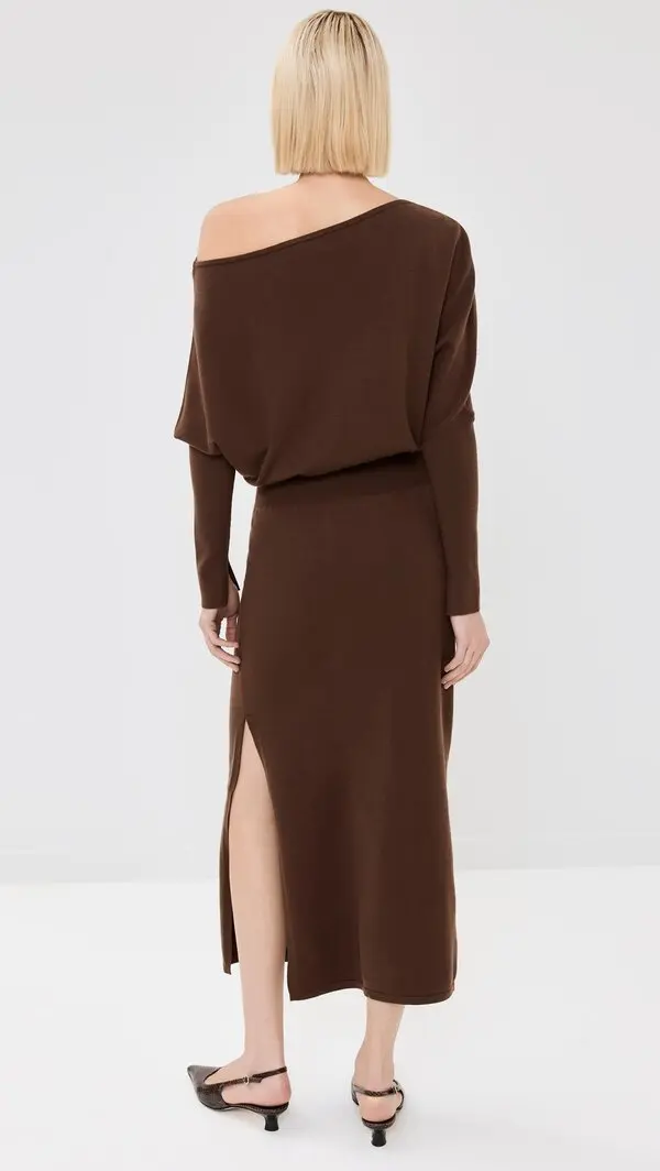 Simkhai Janese Off Shoulder Midi Dress - Chocolate