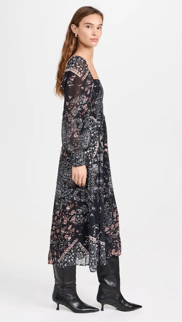 O.P.T Classic Smocked Maxi Dress In Black Multi Print - 75% Off |  Editorialist