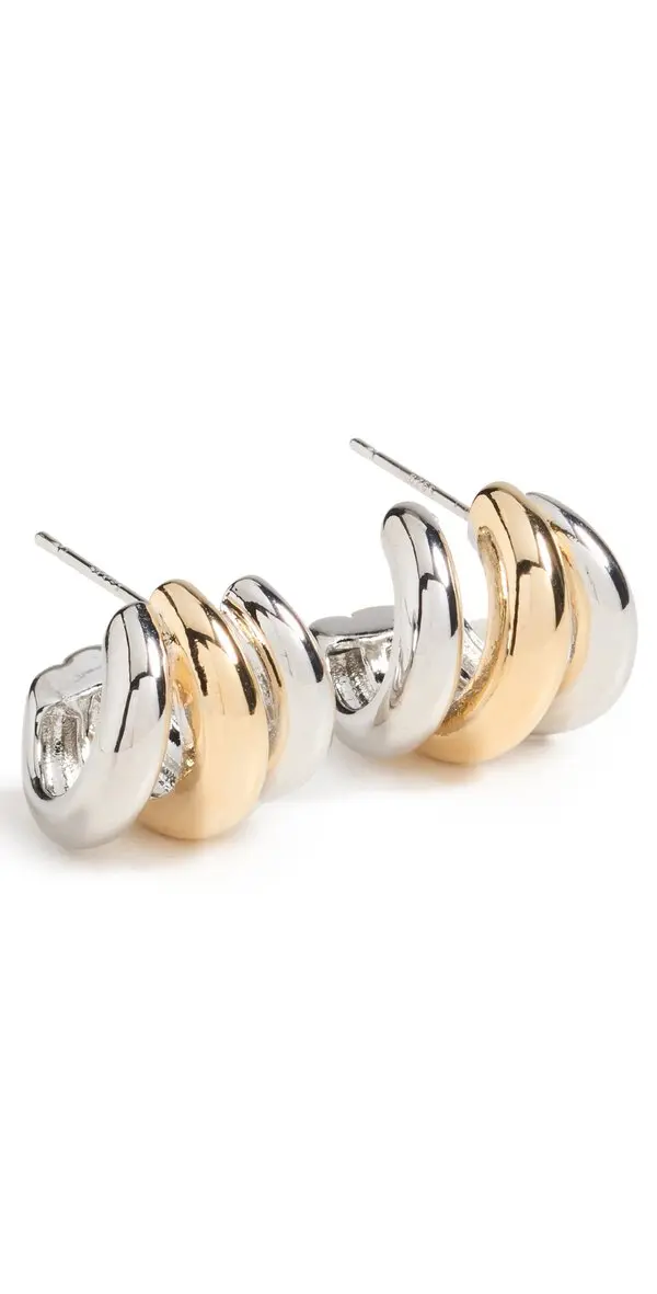 Shashi Triple Two-toned Hoop Earrings - Gold/silver