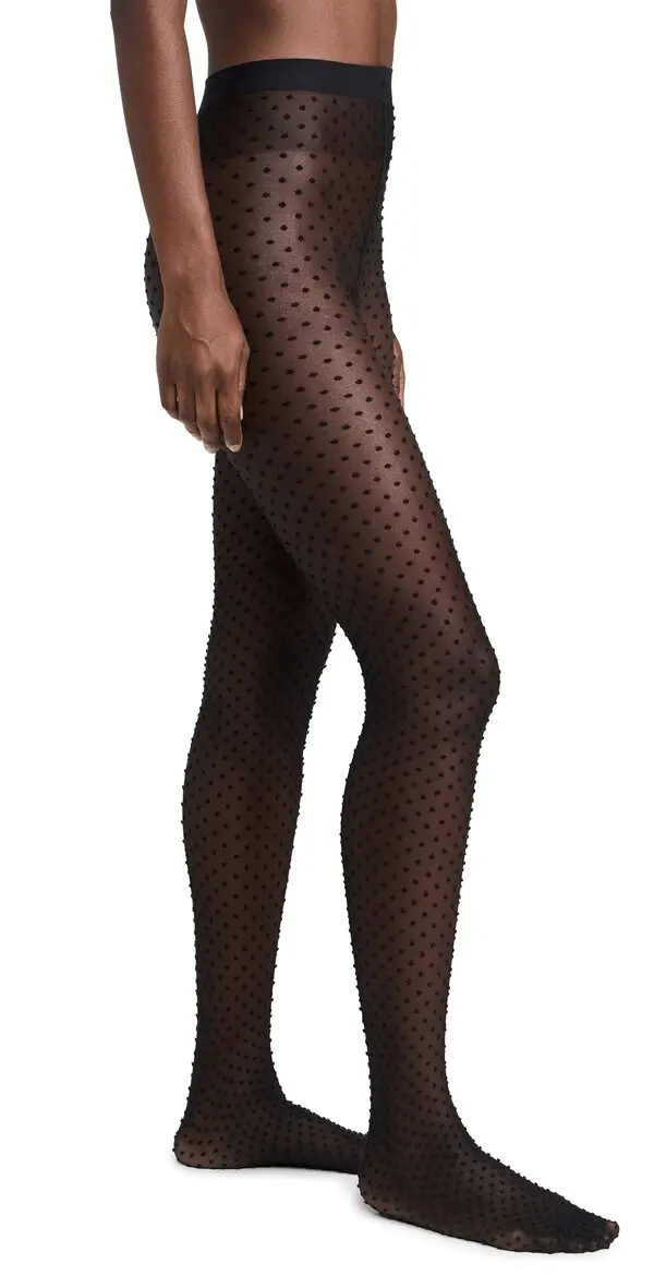 Wolford Satin Touch Dots Tights - Black/black