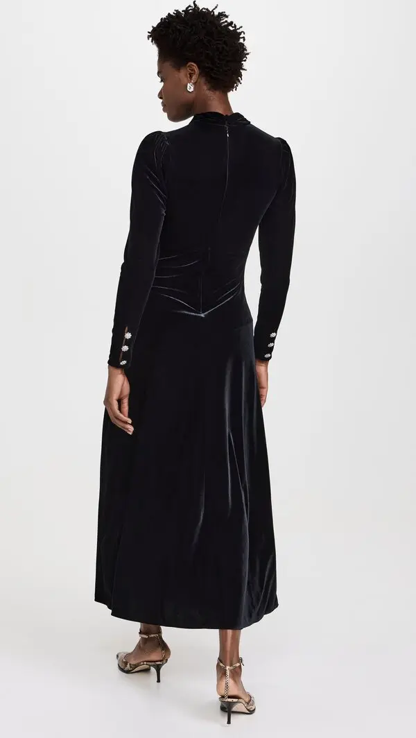 ganni velvet jersey dress Velvet jersey midi dress in red - Ganni