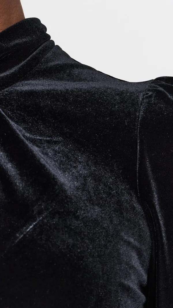 Ganni Velvet Jersey Gathered Long Dress In Black - 75% Off | Editorialist