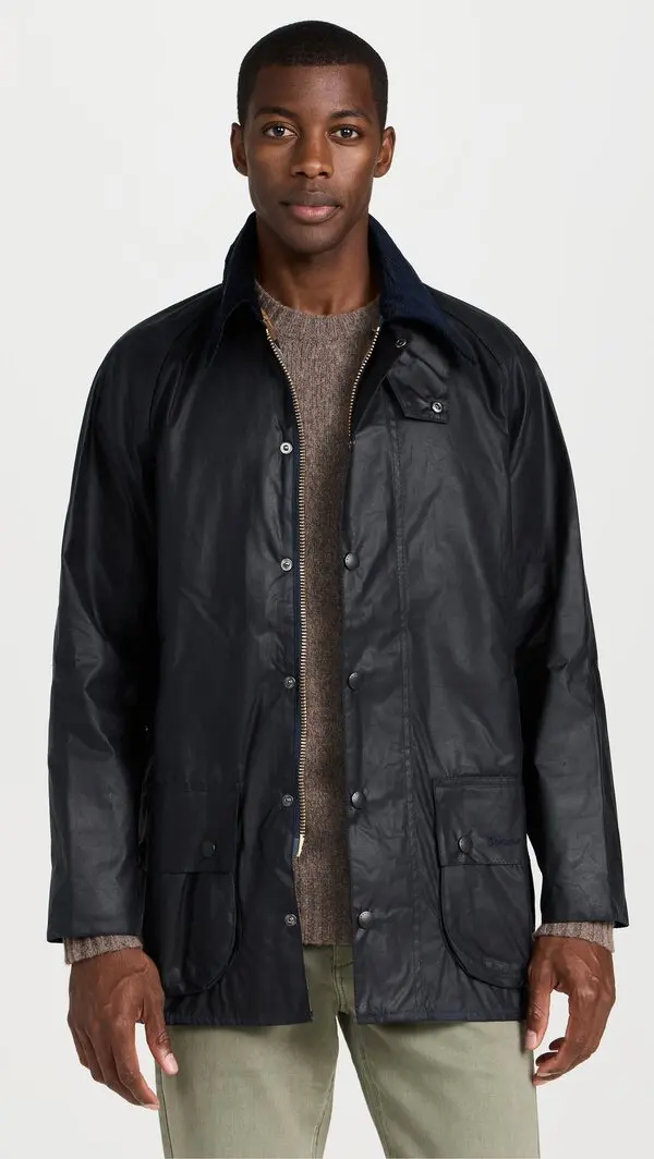 Barbour Beaufort Waxed Jacket - Navy