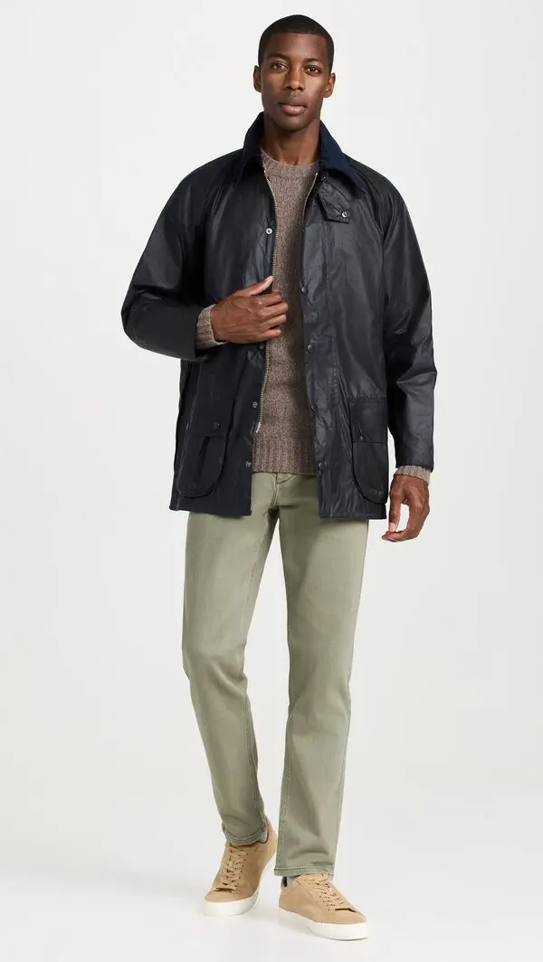 Barbour Beaufort Waxed Jacket - Navy