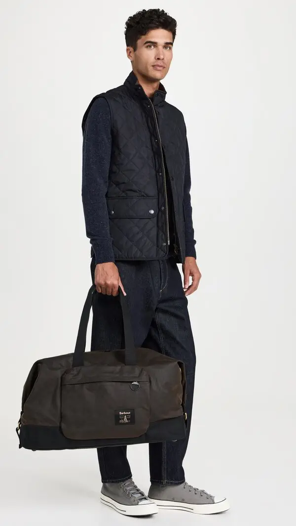 Barbour Field Wax Duffle Bag - Olive/black
