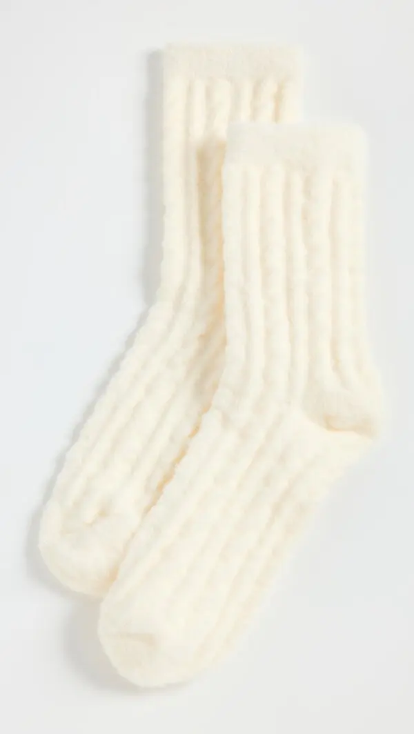 STEMS Winter Plush Cable Socks - Ivory