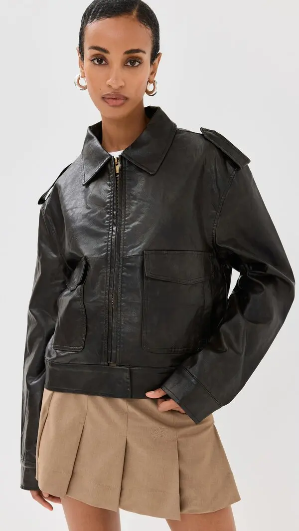 Lioness Faux Leather Bomber Jacket
