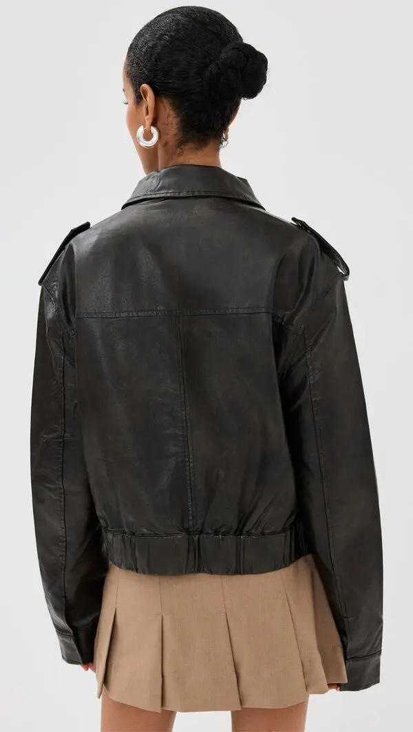 Lioness Faux Leather Bomber Jacket
