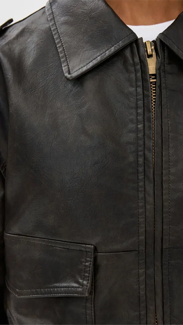 Lioness Faux Leather Bomber Jacket