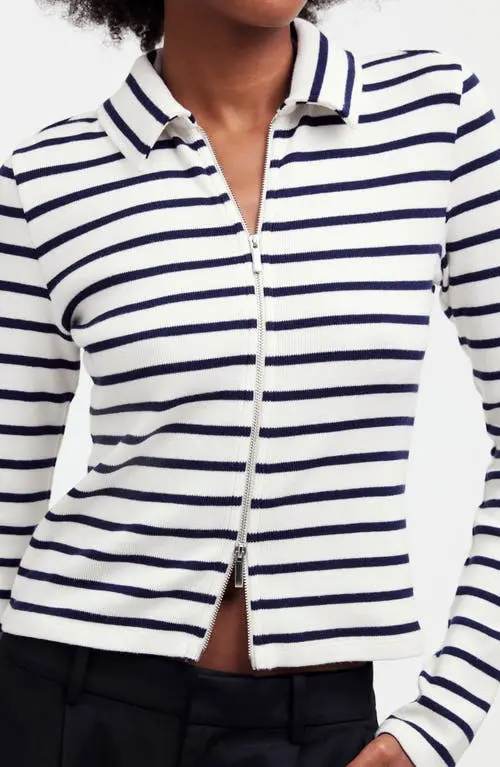 Madewell Stripe Ribbed Zip Top