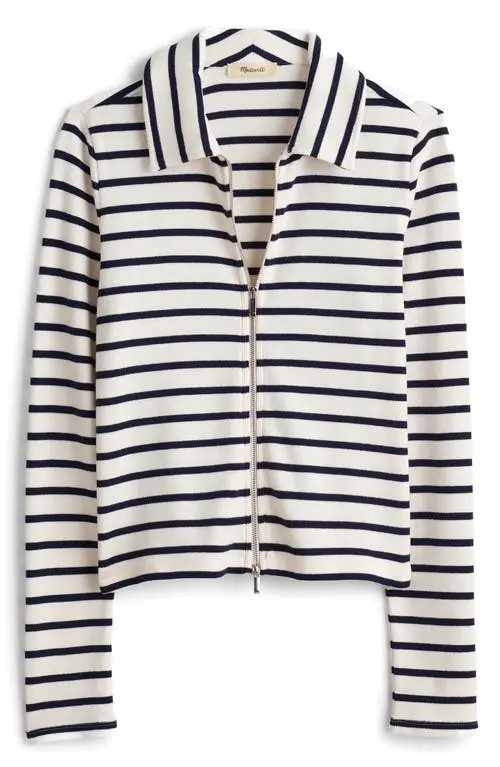 Madewell Stripe Ribbed Zip Top