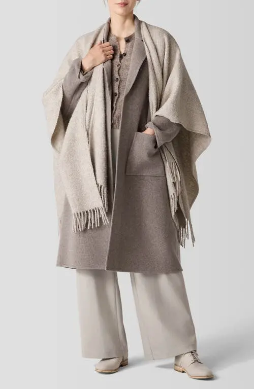 Eileen Fisher Open Front Bouclé Alpaca & Silk Wrap - Pearl