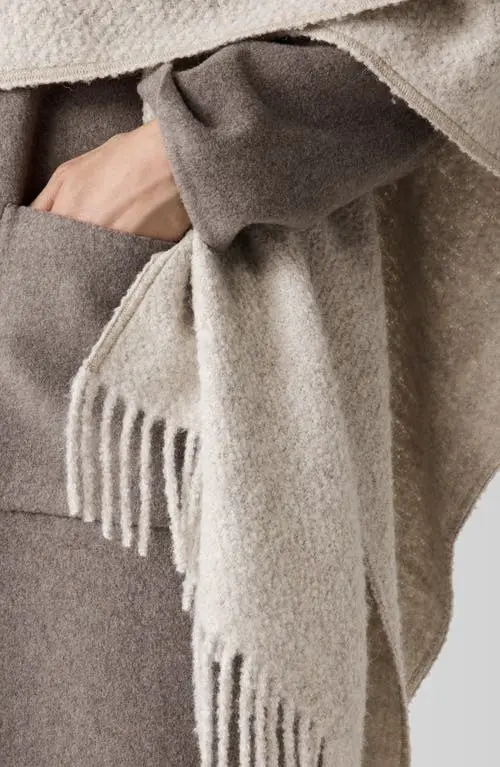 Eileen Fisher Open Front Bouclé Alpaca & Silk Wrap - Pearl