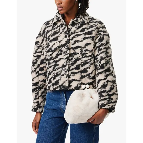 Max Mara Pasticcino Gianna Faux Fur Clutch Bag