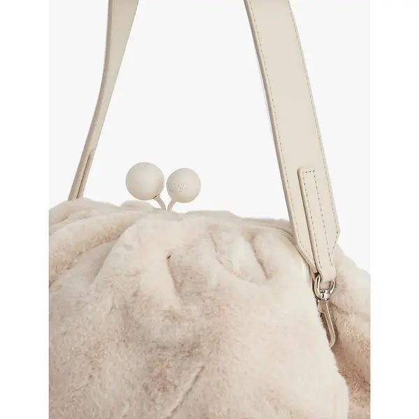 Max Mara Pasticcino Gianna Faux Fur Clutch Bag