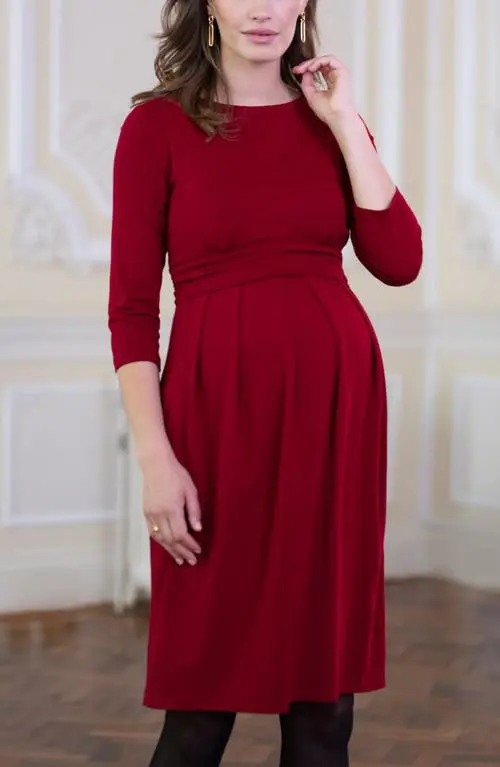 fitted lace wedding dress Burgundy Maternity Gown, One Shoulder, Baby Shower, Pregnant Guest Outfit Large / Maroon