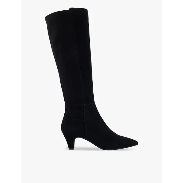 DUNE Kitten-heel Suede Knee-high Boots - Black Suede