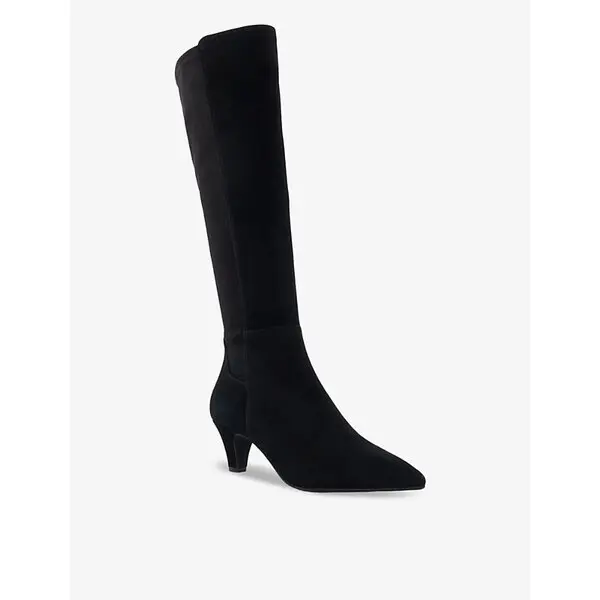 DUNE Kitten-heel Suede Knee-high Boots - Black Suede