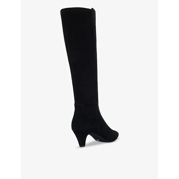 DUNE Kitten-heel Suede Knee-high Boots - Black Suede