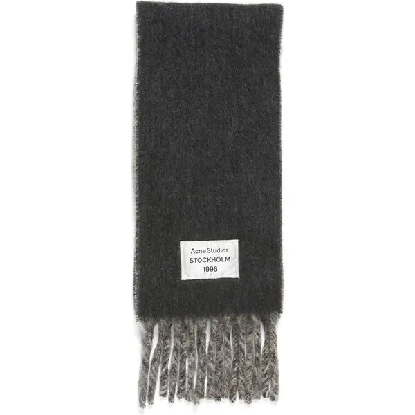 Acne Studios Volly Alpaca & Wool Blend Fringe Scarf - Beige/grey
