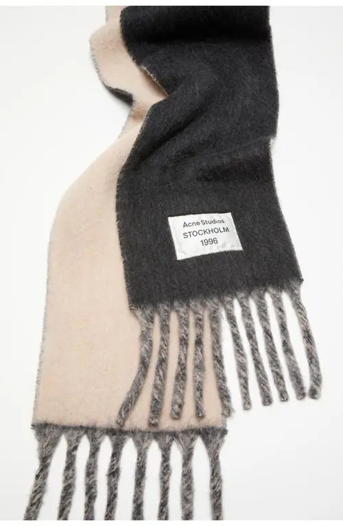Acne Studios Volly Alpaca & Wool Blend Fringe Scarf - Beige/grey