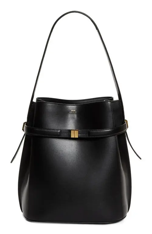 TOTEME Belted Leather Bucket Bag - Black