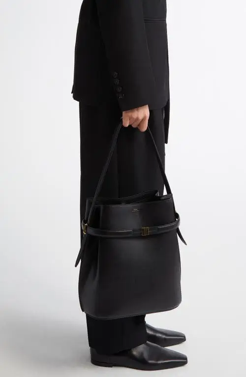 TOTEME Belted Leather Bucket Bag - Black