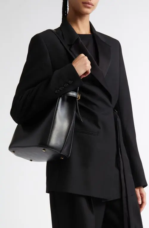 TOTEME Belted Leather Bucket Bag - Black