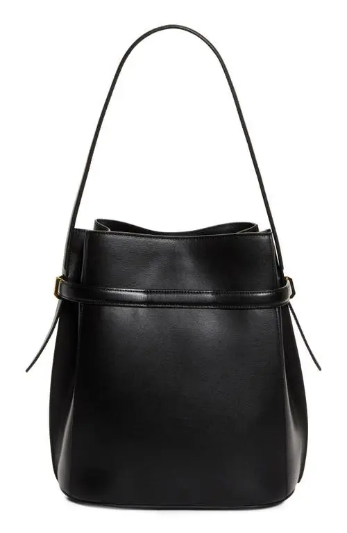 TOTEME Belted Leather Bucket Bag - Black