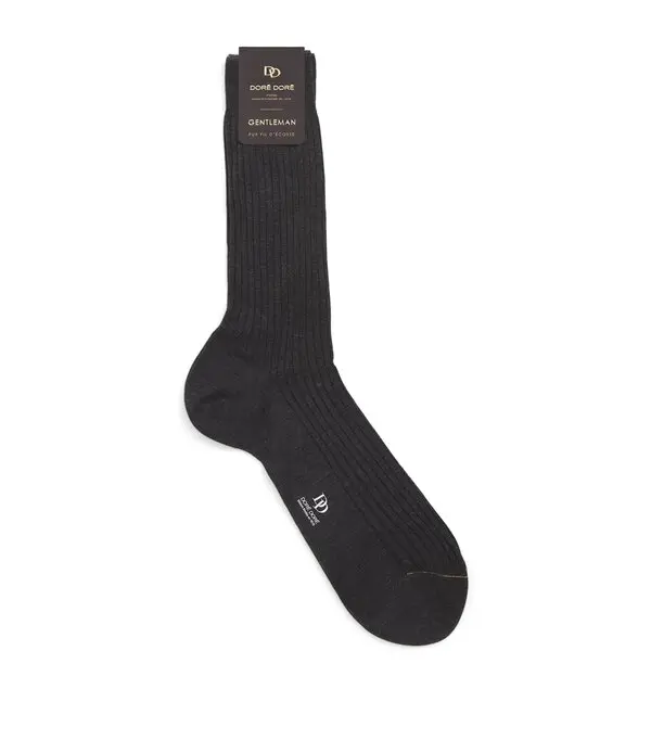 DORE DORE Cotton Rib-knit Socks - Grey