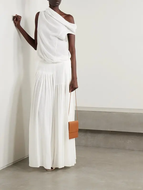 THE ROW Aria Asymmetric Silk-gauze Top
