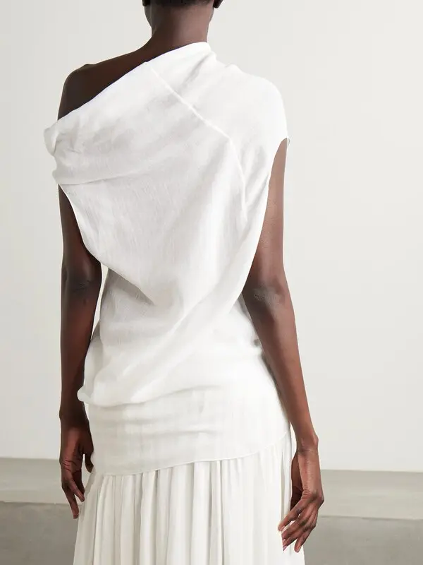 THE ROW Aria Asymmetric Silk-gauze Top