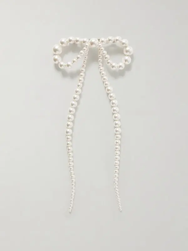JENNIFER BEHR Presley Pearl Hair Clip - White