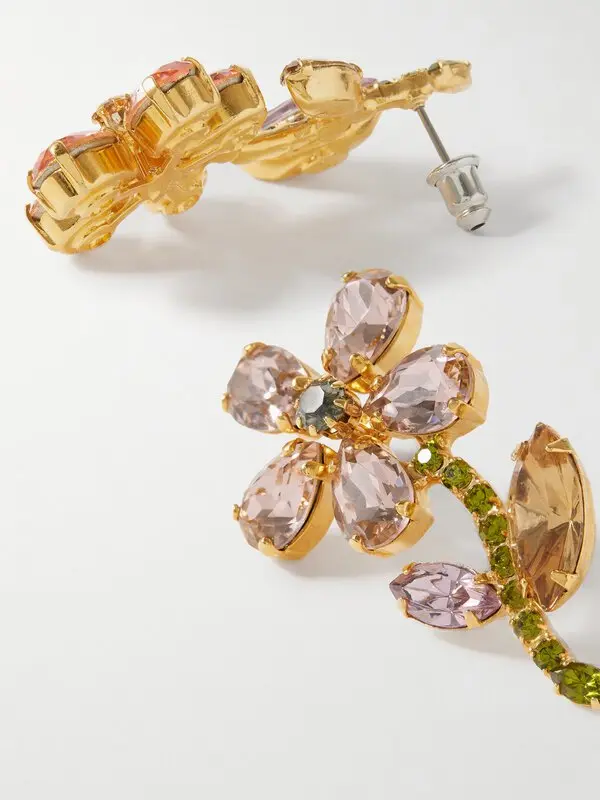 JENNIFER BEHR Gold-plated Crystal Flower Drop Earrings