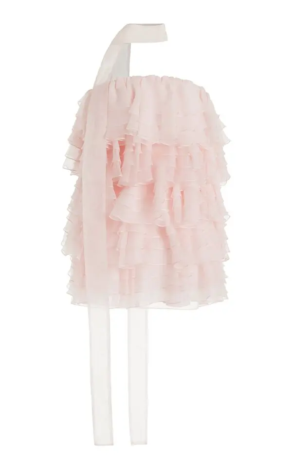LAQUAN SMITH Strapless Ruffled Mini Dress
