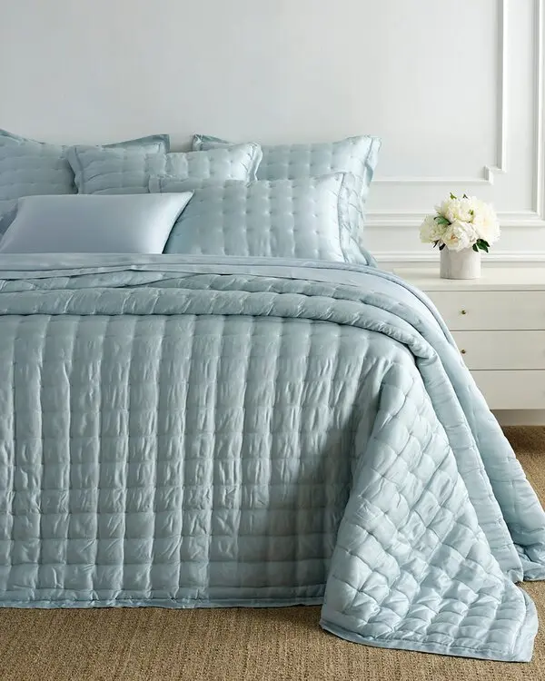 PINE CONE HILL Puff Tencel Full/queen Quilt - Robin's Egg Blue