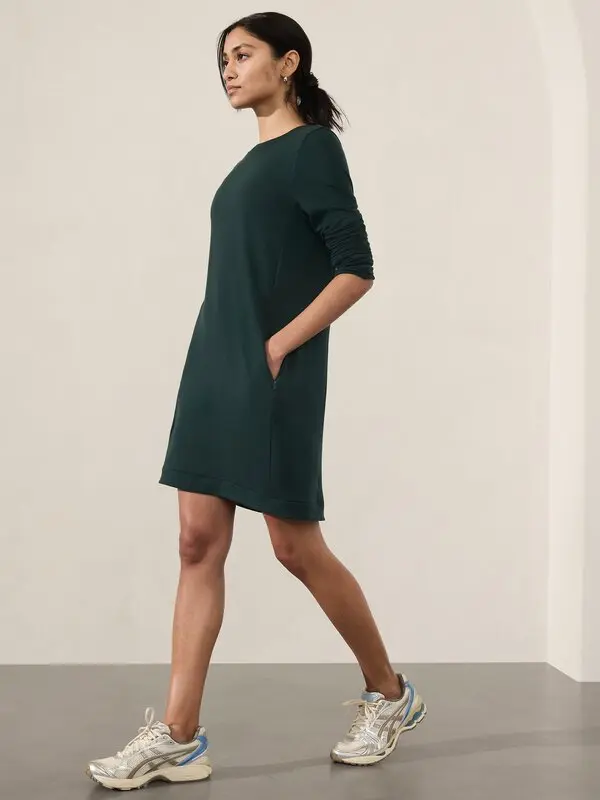 Athleta Coaster Luxe Sweatshirt Dress In Cypress - 45% Off | Editorialist