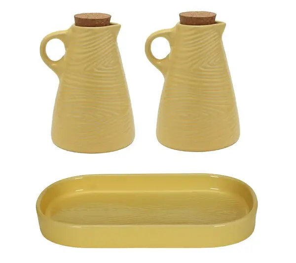 TEMP-TATIONS As Is Woodland S/2 Oil & Vinegar Dispensers - One-color