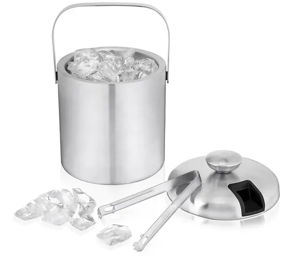 TRUE BRANDS Stainless Steel Ice Bucket With Tongs - Silver