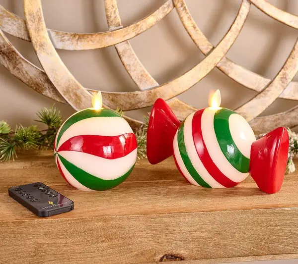 LUMINARA As Is Flameless Set Of 2 Holiday Candy Figurals - One-color
