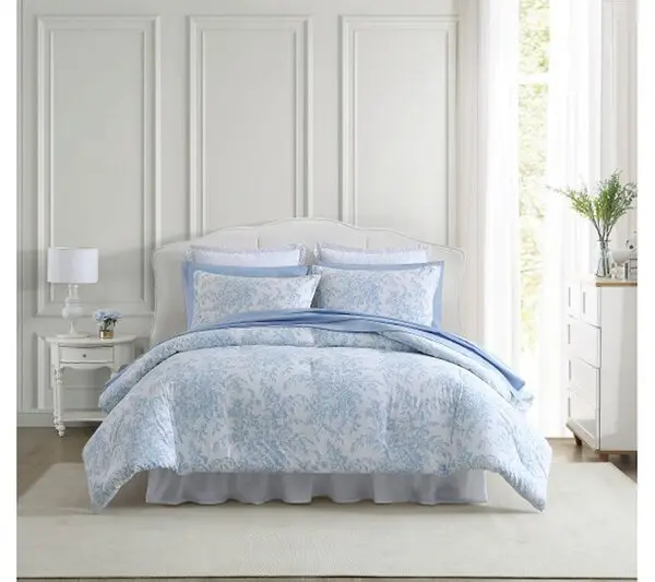 Laura Ashley Bedford Blue Twin Comforter Sham S T - One-color
