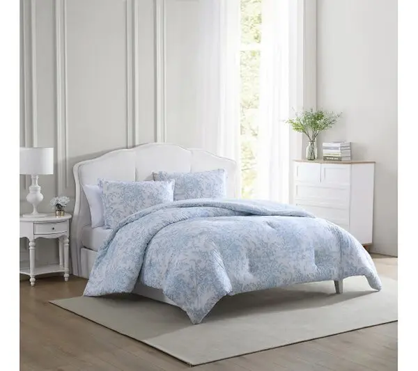 Laura Ashley Bedford Blue Full Queen Comforter Am Set