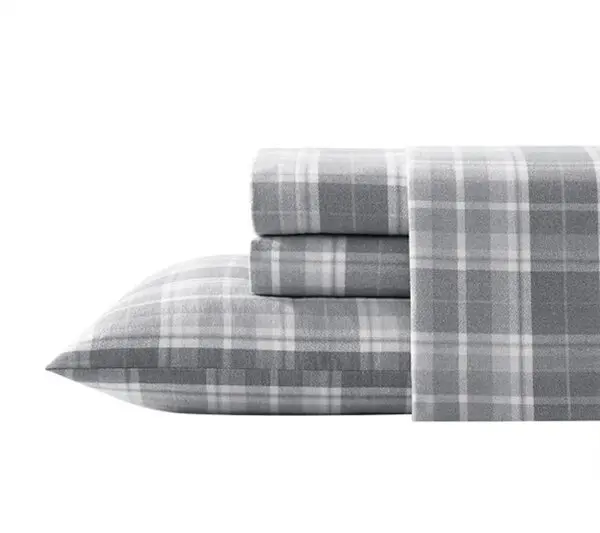 Laura Ashley Mulholland Plaid Grey Queen Sheet Et - One-color